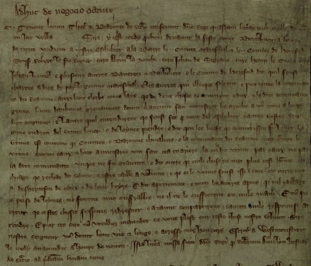Statement by Roger Bigod and Henry de Bohun, 1297 - The National Archives