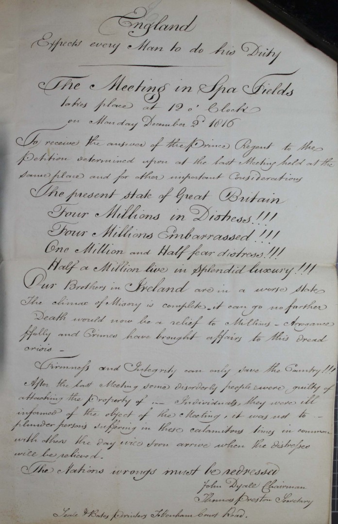 Spa Fields protest - The National Archives