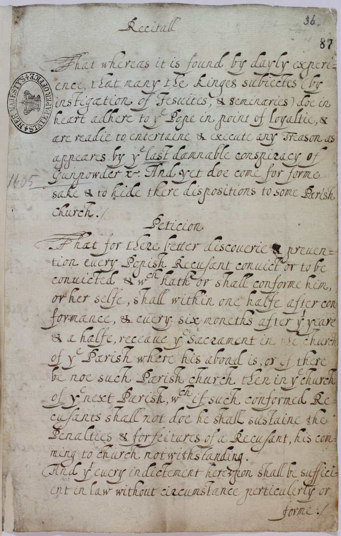Law for recusants - The National Archives