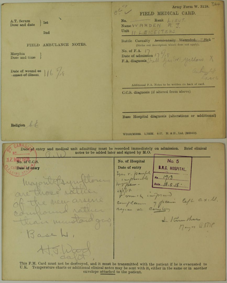Example of Medical Field Card - The National Archives
