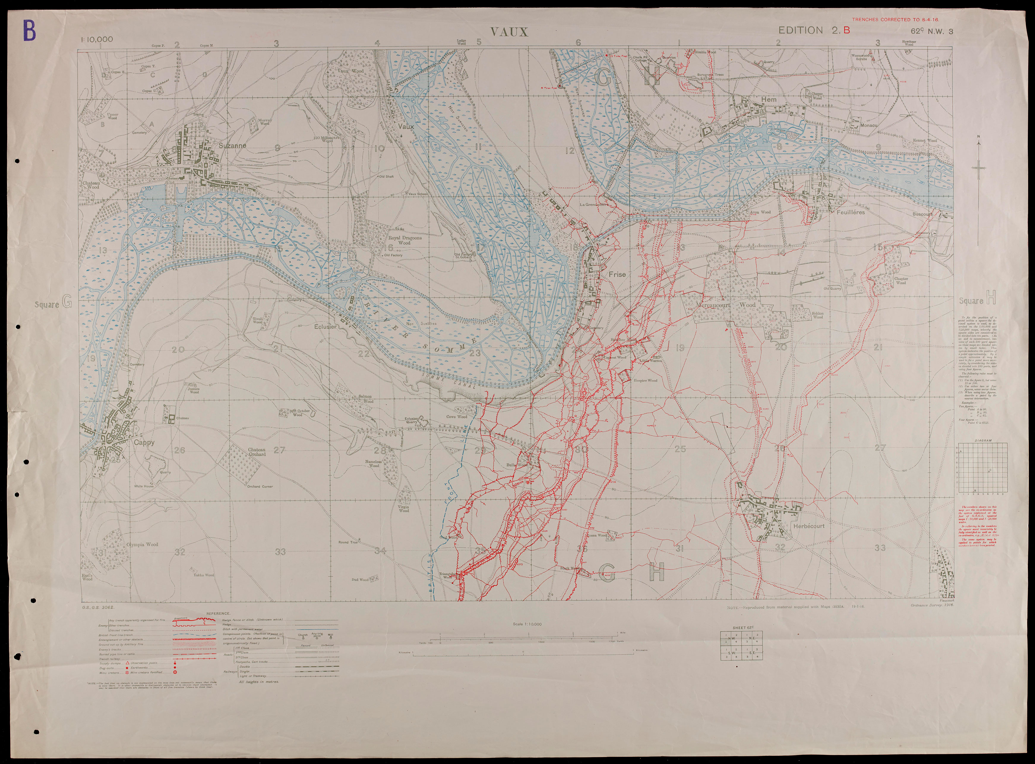 Trench map with detailed key - The National Archives