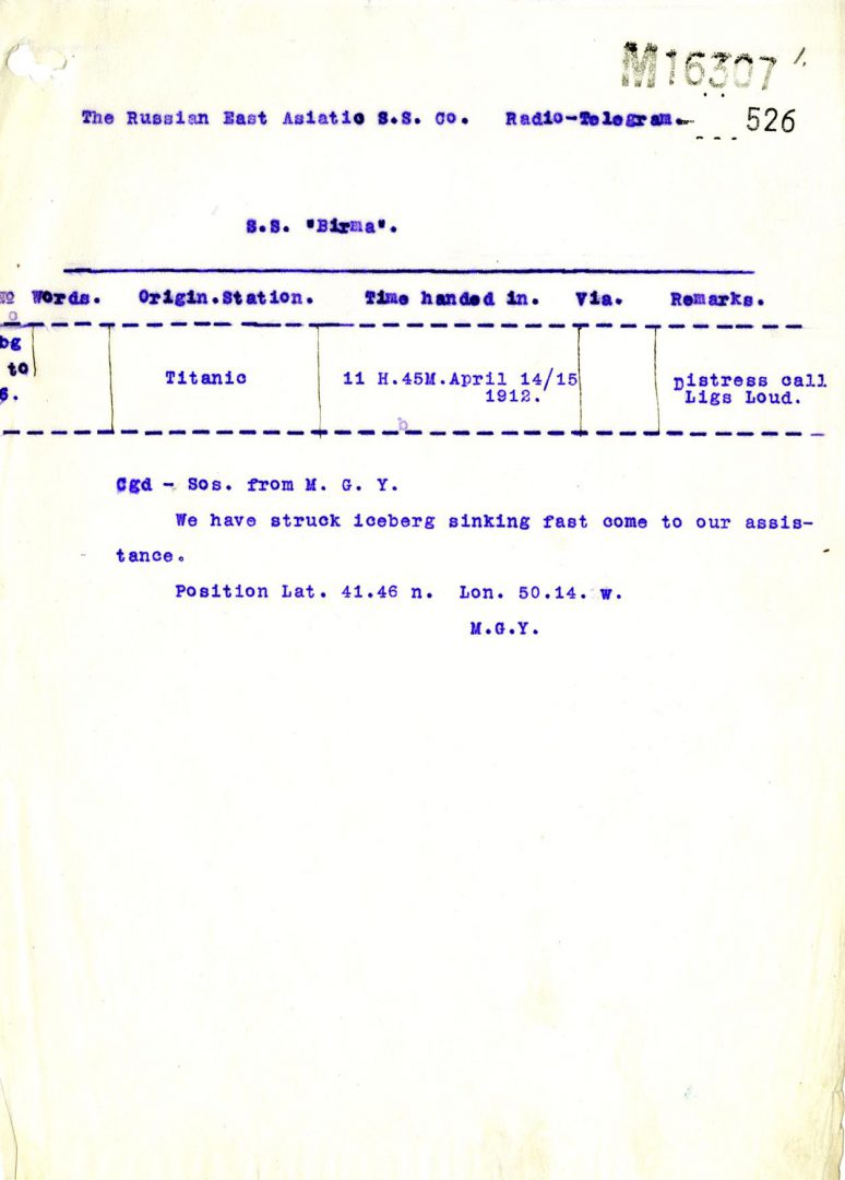 Titanic telegram 1912 - The National Archives