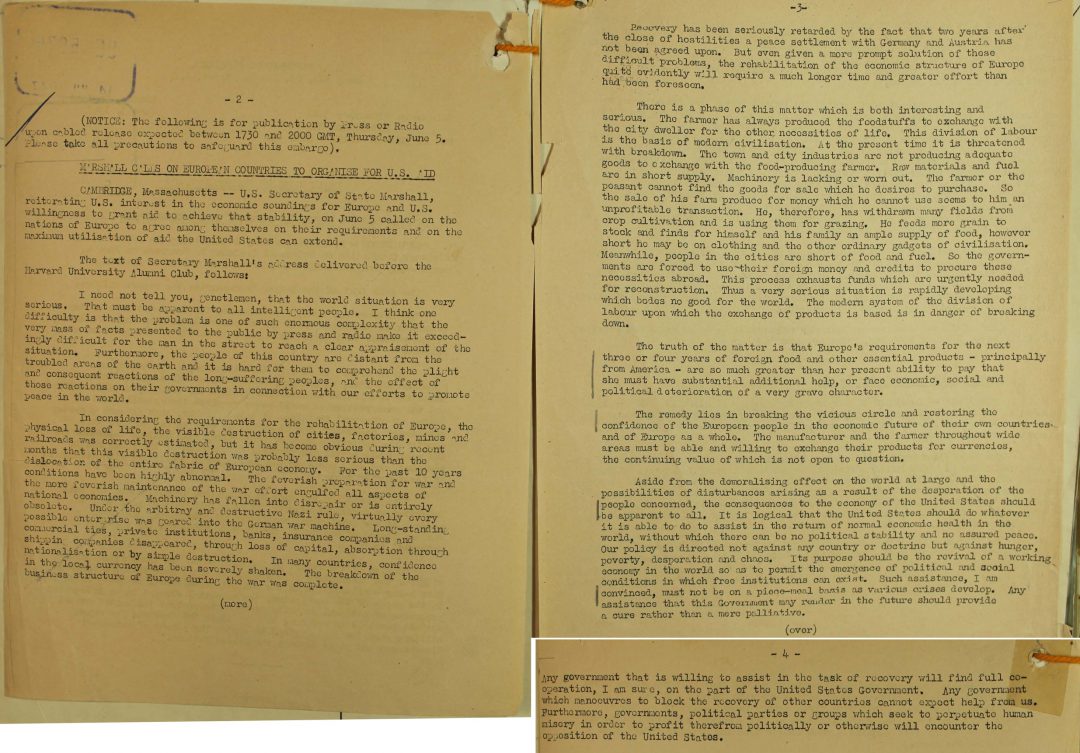 Marshall on Marshall Plan - The National Archives