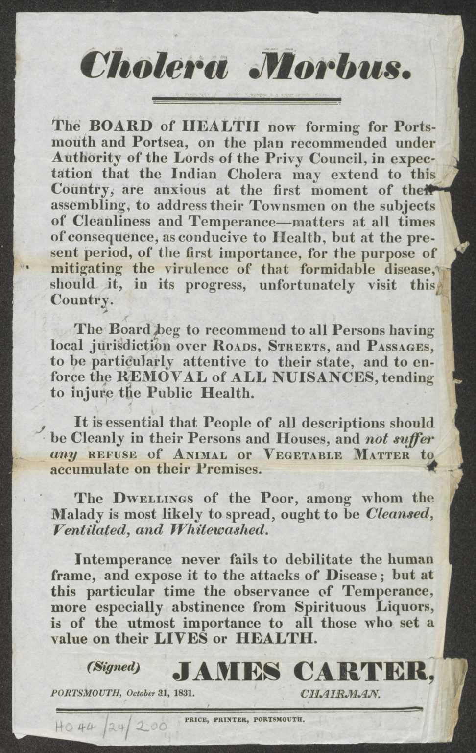 Cholera advice poster - The National Archives