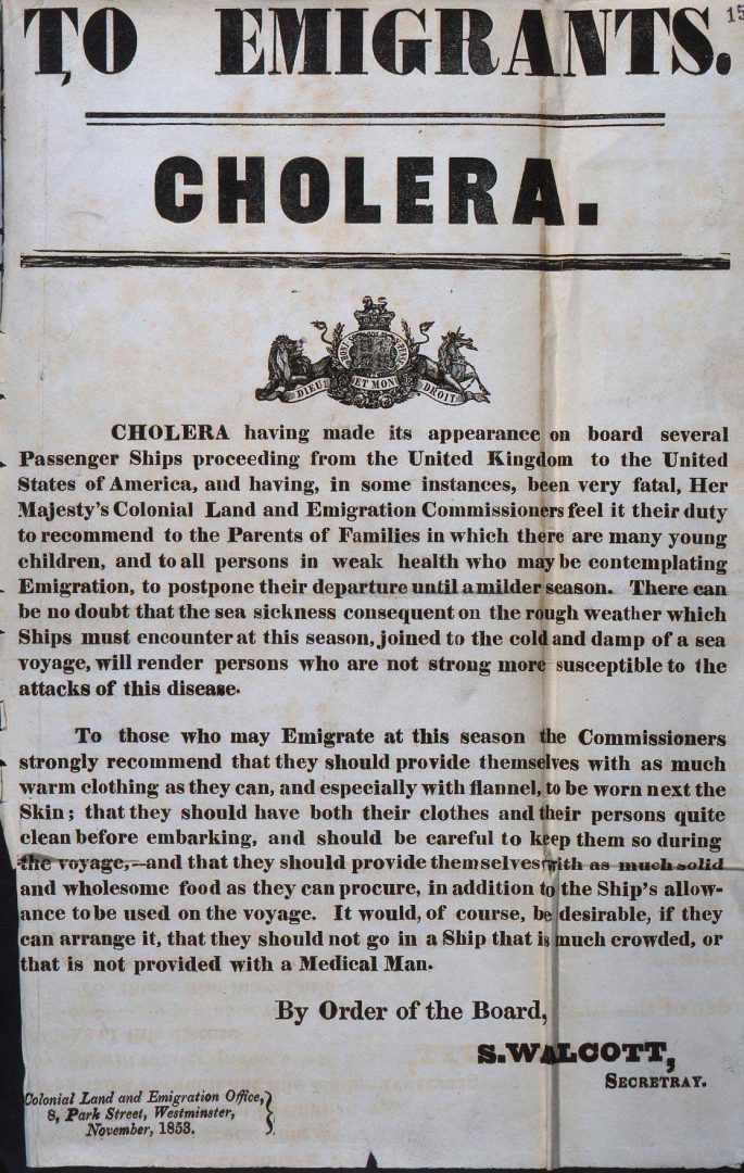 Cholera and emigration - The National Archives