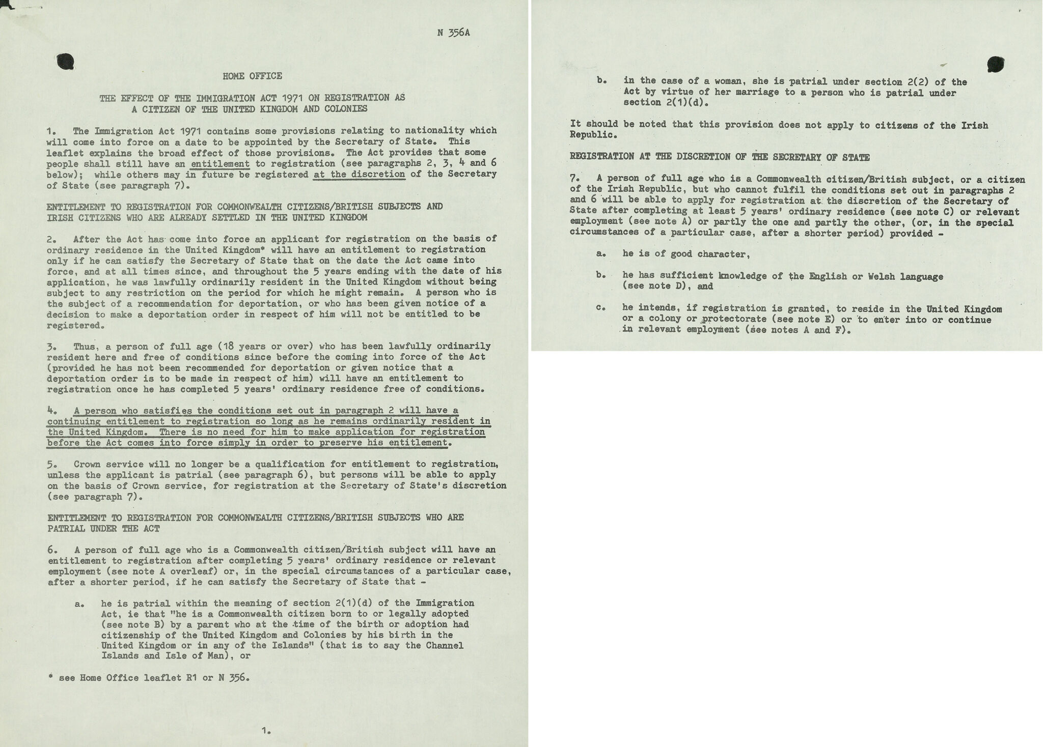 Changes to British Nationality Act with Immigration Act 1971 - The ...