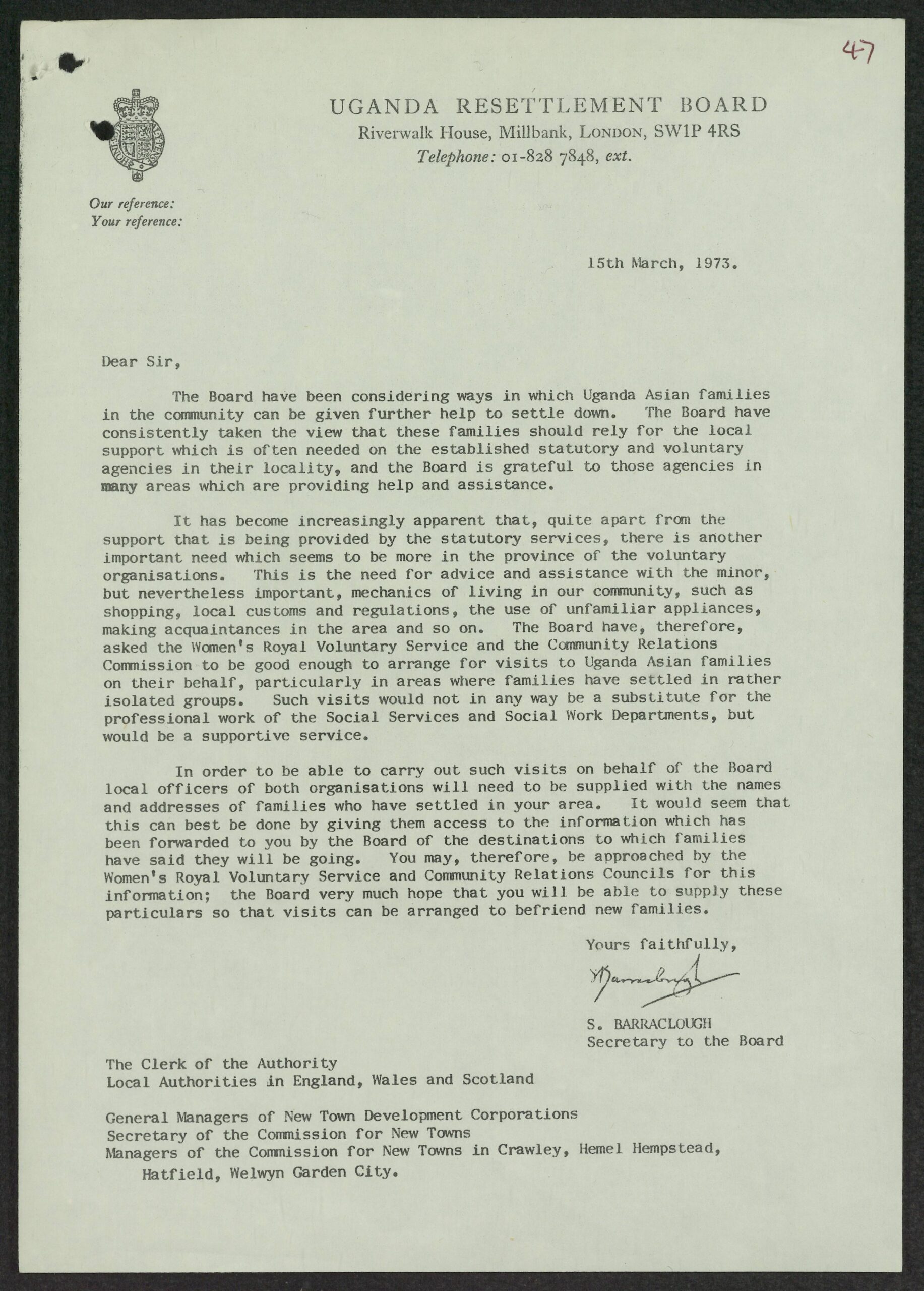 Uganda Resettlement Board letter - The National Archives