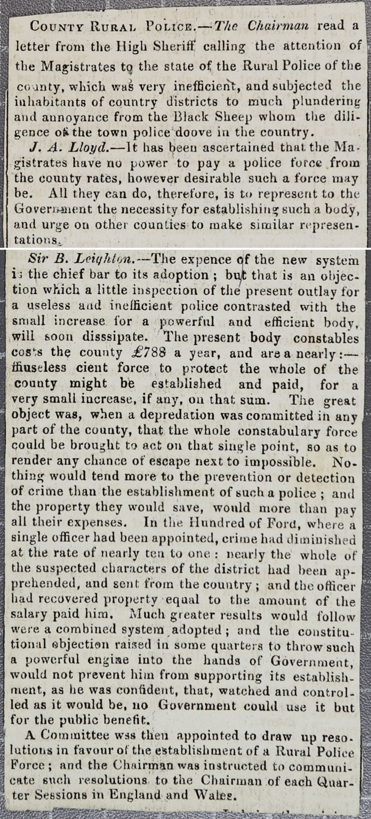 Source Five: Newspaper extract regarding a police force in Shropshire ...