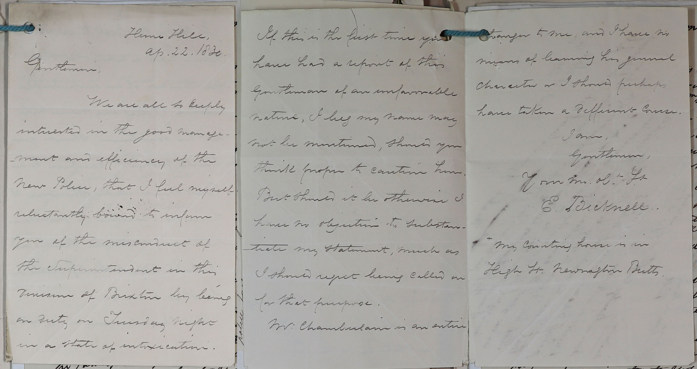 Source Four (a): Letter regarding the Metropolitan Police Force 1830 ...