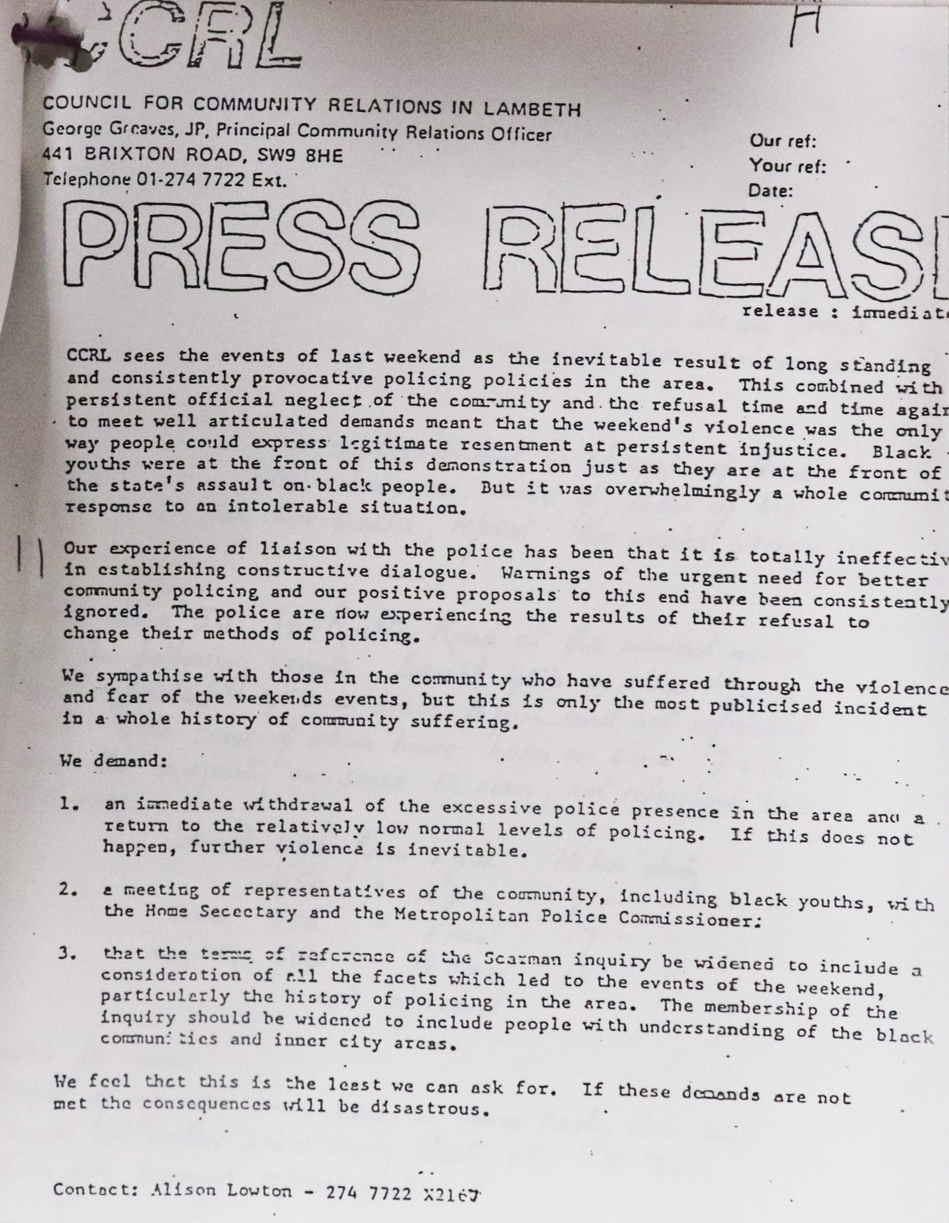 Spotlight On: Brixton Riots - The National Archives