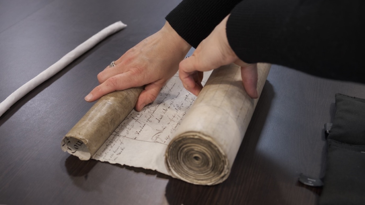Handling rolled parchment documents - The National Archives