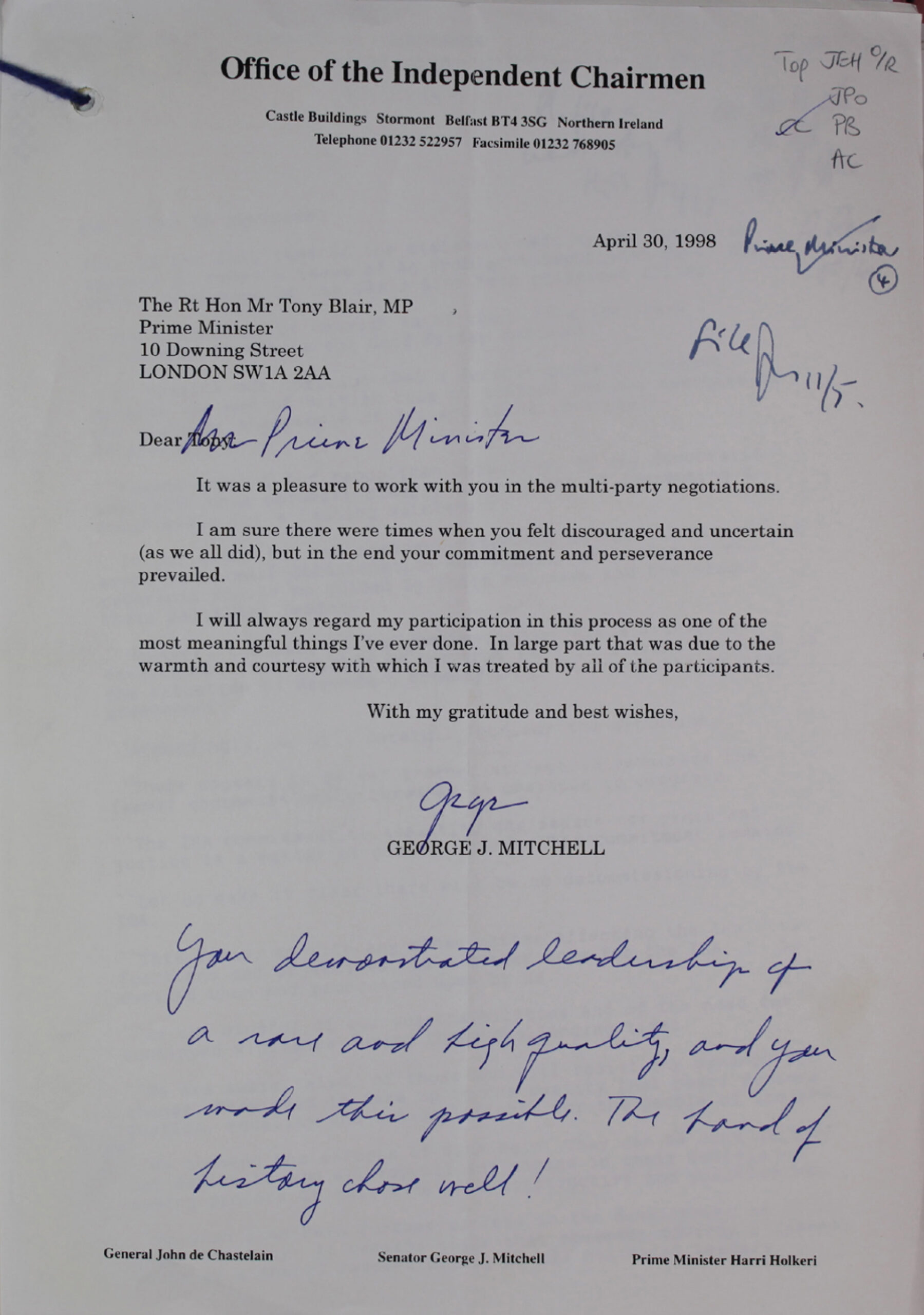 34) U.S. Senator George Mitchell writes to PM Tony Blair - The National ...
