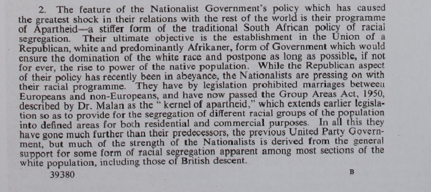 Apartheid in South Africa Source 1b - The National Archives